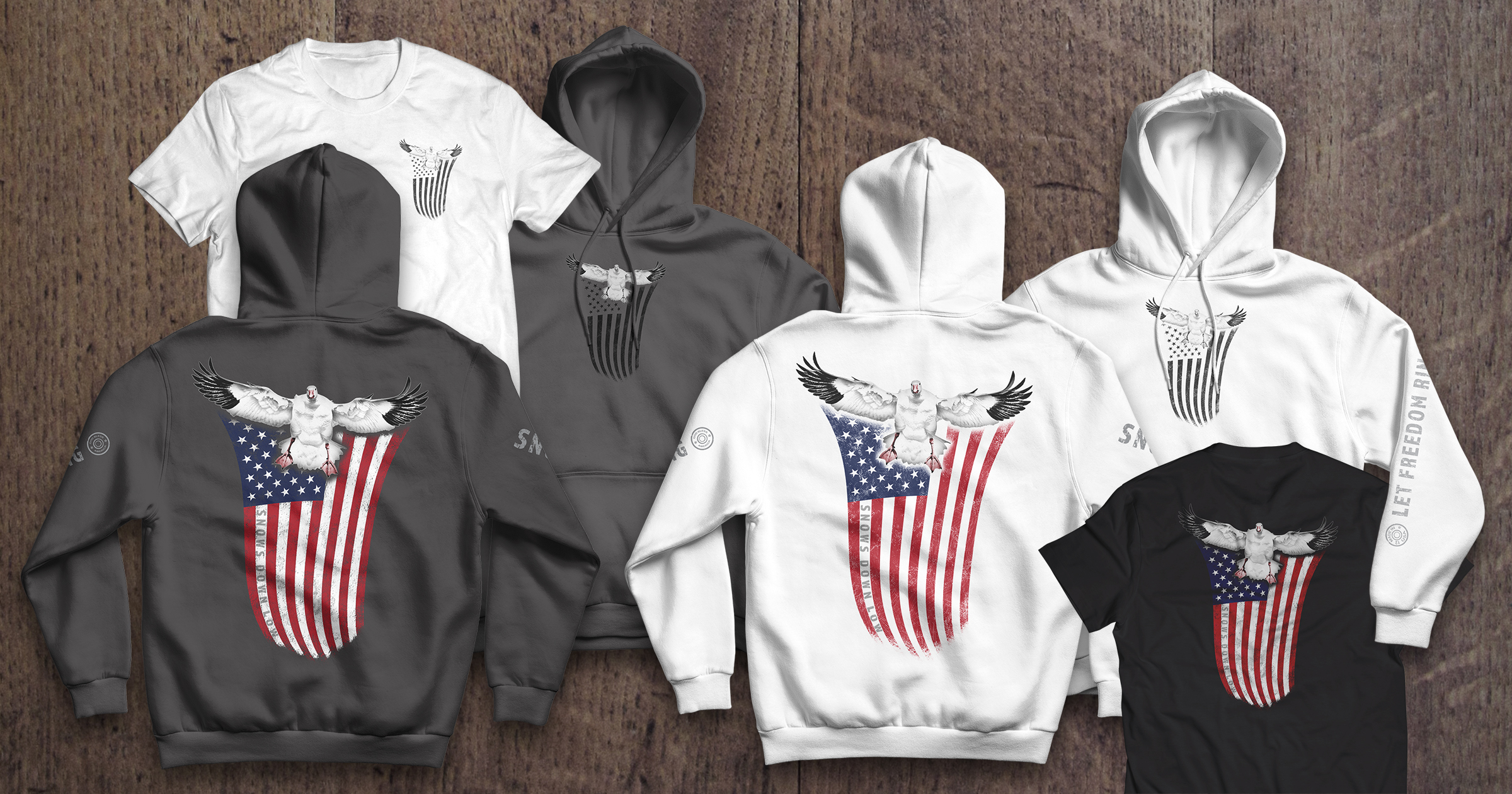 "Let Freedom Ring" Patriotic Snow Goose Apparel - Snows Down Low
